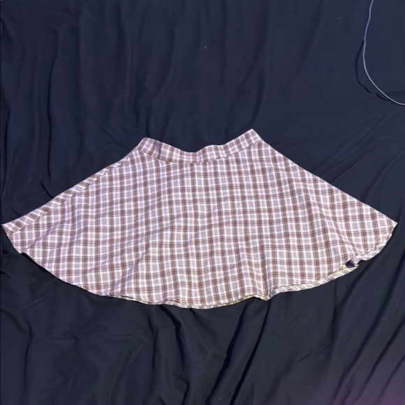 SHEIN | Skirts | Shein Checkered Skater Skirt In Brown And White | Poshmark